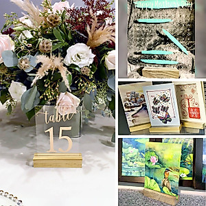 6 Pcs Wood Picture Holders Place Card Holders Table Number Stands Card Holder Wooden Stands Name Card Holders for Display, Table Setting, Wedding, Home Decoration (2.75 x 1.38 x 0.71 Inch)