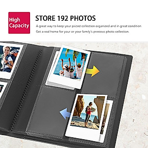 192 Pictures Photo Album for Fujifilm Instax Mini 11 12 evo 90 70 50S 26 25 9 8+ 7S Instant Camera, 2x3 Photo Album for Polaroid Snap Z2300 PIC-300P Film, Black
