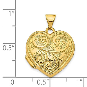 IceCarats 14K Yellow Gold Reversible Heart Love Personalized Photo Locket Necklace Charm Pendant 24mm x 18.6mm Only