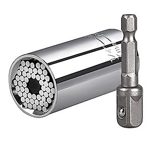 PinoTec Universal Socket Wrench Set 1/4"-3/4" (7-19mm) Stocking Stuffers for Men, Socket Set with Power Drill Adapter Grip Socket Cool Gadgets for Men, DIY Handyman, Husband, Boyfriend