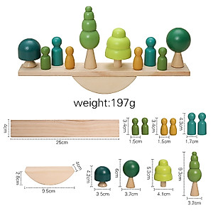 Promise Babe Wooden Tree Toys Balance Toys Wooden Peg Dolls Preschool Learning Educational Montessori Toys, Natural Woodland Trees Creative Accessories for Home Decor