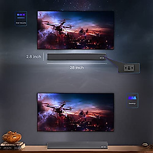 Bestisan Soundbar 28-Inch 80W with HDMI-ARC, Bluetooth 5.0, Optical Coaxial USB AUX Connection, 4 Speakers, 3 EQs, 110dB Surround Sound Bar Home Theater Audio Soundbar System for TV