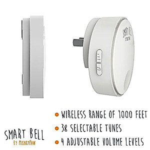 Mighty Paw Smart Bell 2.0 - Extra Receiver Add-On - Enhances Your Set - Dog Doorbell Potty Training - Smart Dog Door Bell - Pet Bell Training - Adjustable Volume Levels (White - Receiver Only)