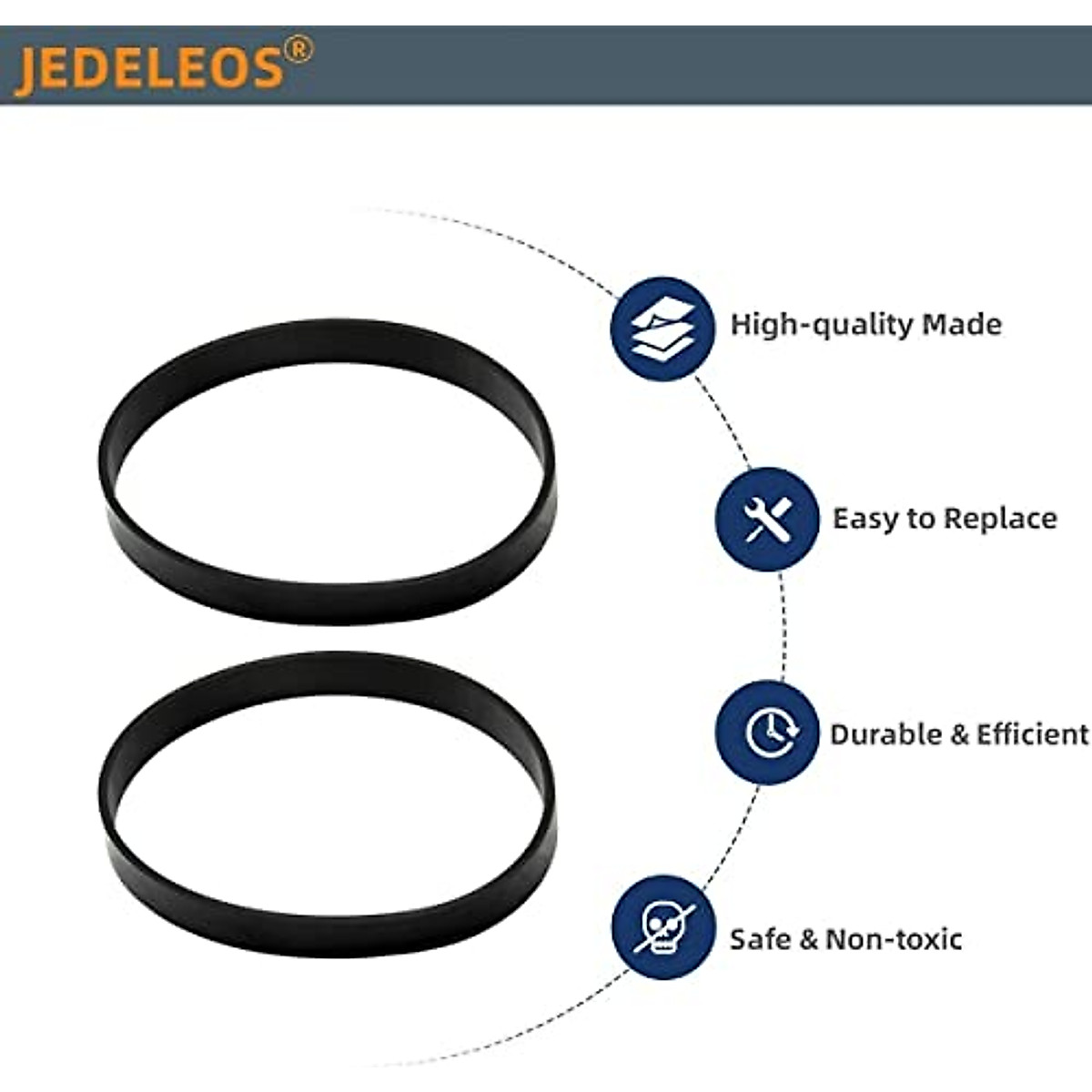 JEDELEOS Replacement Belts for Bissell ProHeat Essential & DeepClean Carpet Cleaner 1694 1697 1698 1699 1799 7920 7950 8852 1877 9585 Series, Replace Part 3100625 EX637 2150628 1601543 (Pack of 2)
