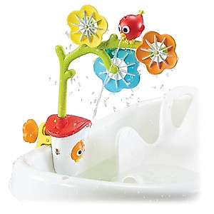 Yookidoo Baby Bath Mobile - Spinning Flowers and Swiveling Fountain for Newborn and Toddler Bath Time Sensory Development (Tub Not Included) - Attaches to Any Size Tub Wall - 0-2 yrs.