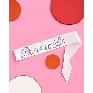 xo, Fetti Bride to Be Rainbow Rhinestone Sash | Bachelorette Party Decorations, LGBTQ Bridal Shower Gift, Lesbian Bridesmaid Favors