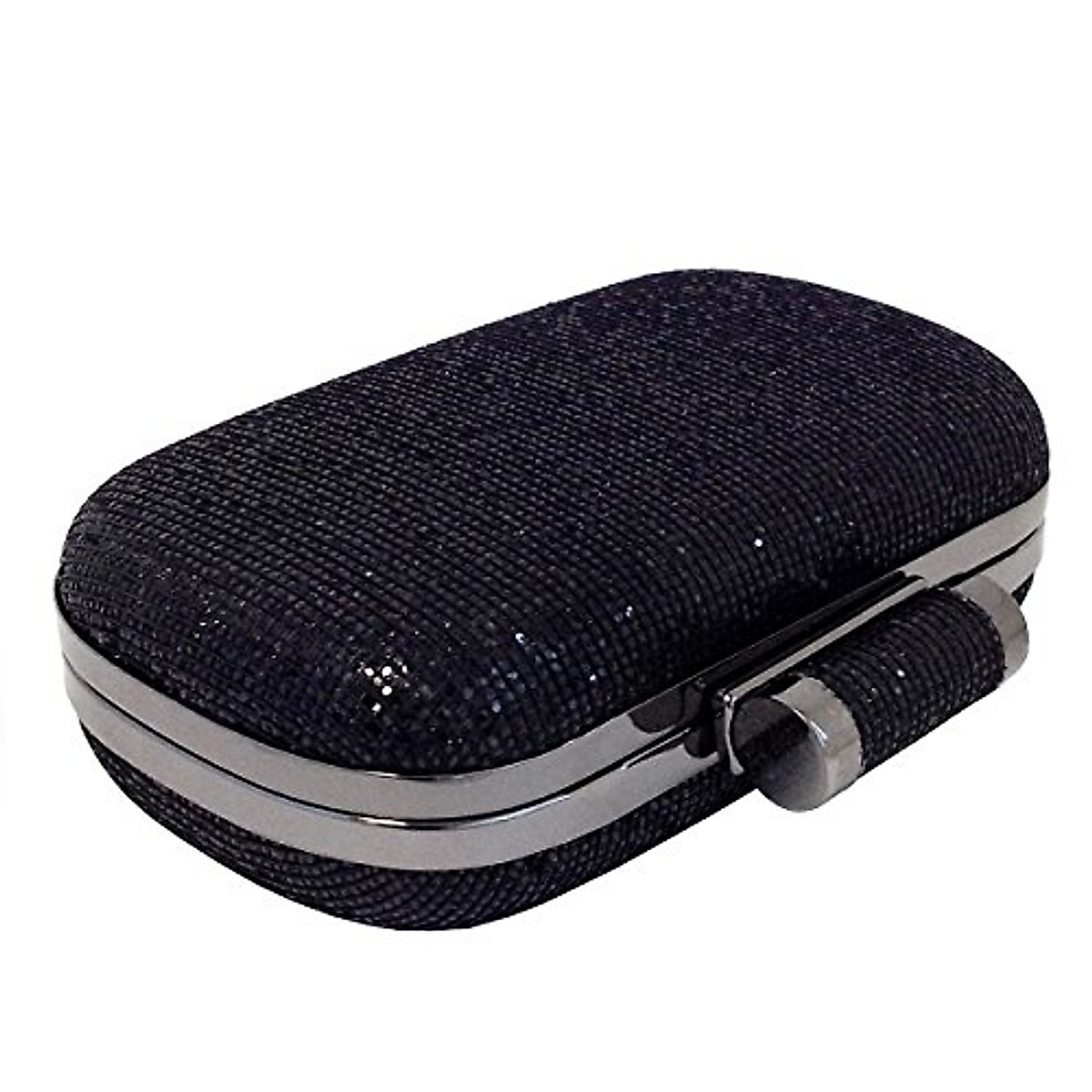 JNB Women's Sparkling Glitter Evening Box Clutch, Black