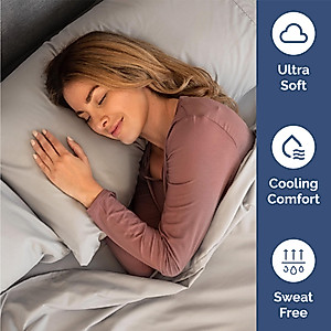 Queen Size 4 Piece Sheet Set - Comfy Breathable & Cooling Bed Sheets Set - Hotel Luxury Bedding for Women, Men, Kids & Teens - Deep Pockets, Easy-Fit, Super Soft & Wrinkle Free - Oeko-Tex - Light Grey