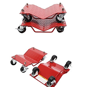 Parts-Diyer Snowmobile Car Tire Repair Tools Wheel Dolly Set of 4 6000lbs Mover, Heavy Duty Vehicle Wheels Dollies Movers Skates Diamond, Red