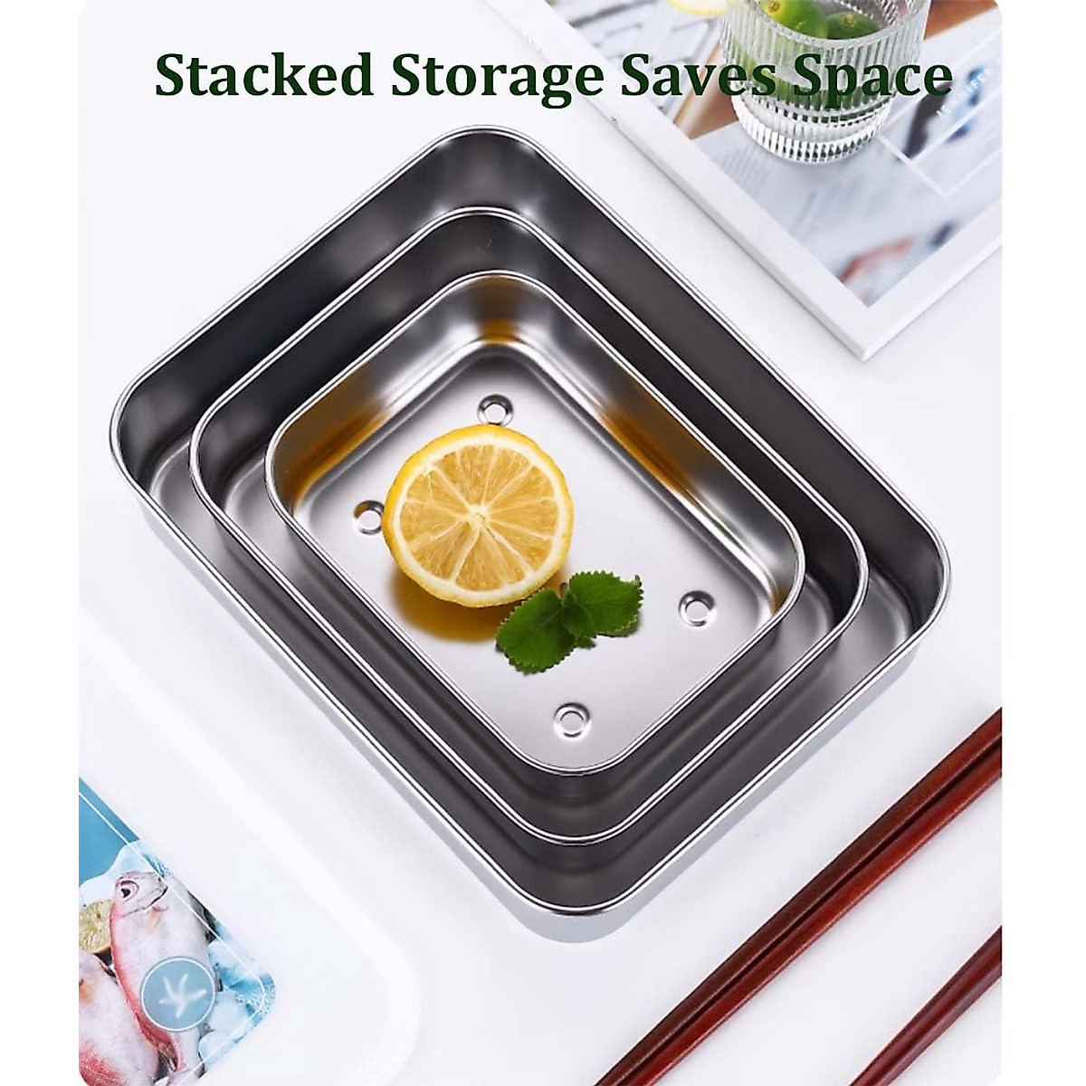 GRFELI Stainless Steel Food Container with Lid, 3-Piece Food Storage Container, Meal Prep Container, Ice Cream Container, Refrigerator Freezer Safe, Dishwasher/Oven Safe (Lid Not Included)