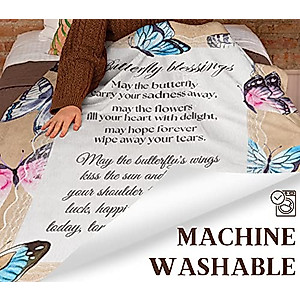 InnoBeta Butterfly Gifts for Women, Girls - Inspirational Butterfly Themed Gifts for Adult - Butterfly Blanket for Birthday, Christmas - Butterfly Blessings - Flannel Plush Blanket - 50"x 65"