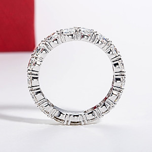CADYNO Moissanite Eternity Ring, 5cttw D Color Lab Grown Created Diamond 14k Solid Real White Gold Eternity Wedding Band Ring for Women 8