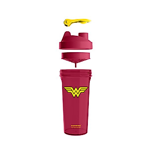 Smartshake Lite Justice League Protein Shaker Bottle 800ml – DC Comics Wonder Woman Water Bottle, Leakproof BPA Free Gym Shaker Bottle for Protein Shakes And Protein Powder, Wonder Woman