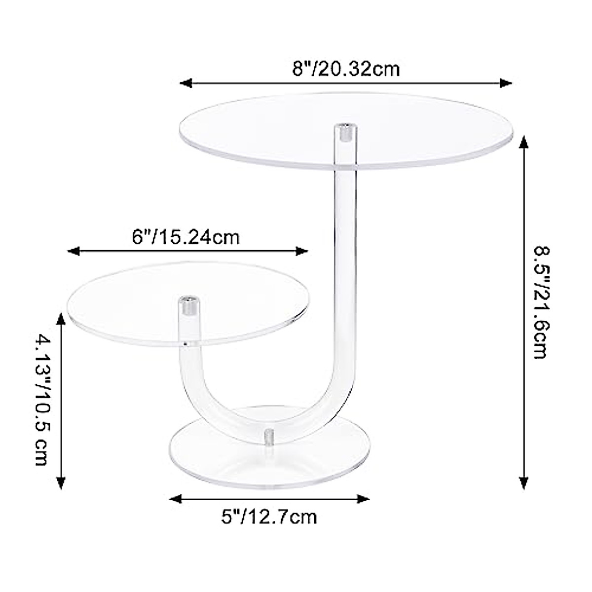 CECOLIC 2 Tier Clear Cake Stand Acrylic Cupcake Display Holder Dessert Pastry Tower for Weddings, Birthdays, Anniversaries, Baby Showers, Afternoon Tea Parties Décor (8 Inches)