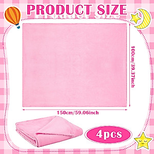 8 Pieces 8 Pieces Sleepover Party Supplies Include Soft Throw Blankets Air Mattress Sheet Pad Covers for Spa Sleepover Slumber Birthday Party Favors (White and Pink)