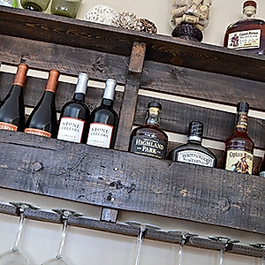 Great Lakes Reclaimed Wall Mounted Wine Rack,(Espresso/Dark Walnut Stain Finish)