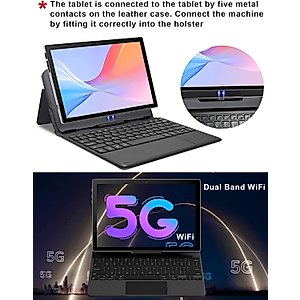 AOYODKG Tablet with Keyboard, 2 in 1 Tablet 10 Inch 10GB RAM + 64GB ROM with 5G WiFi, Android Tablet HD IPS, Octa-Core 2.0Ghz, 5MP + 8MP Camera, Bluetooth, 6000mAh, GPS, 1TB Expand - Silver