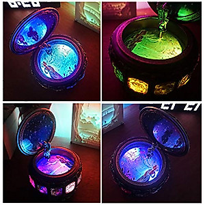 Briskfeel Vintage Music Box with Constellations Rotating Goddess LED Lights Twinkling Resin Carved Mechanism Musical Box with Sankyo 18-Note Wind Up Signs of The Zodiac Gift for Birthday (Upgraded)