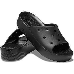 Crocs Women's Classic Slide | Platform Sandals, Black, 6