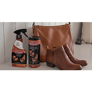 Weiman Leather Cleaner, Polish and Conditioner for Furniture, Car, Purses, Shoes, Boots and Couches- Micro Fiber Towel Included, 22oz