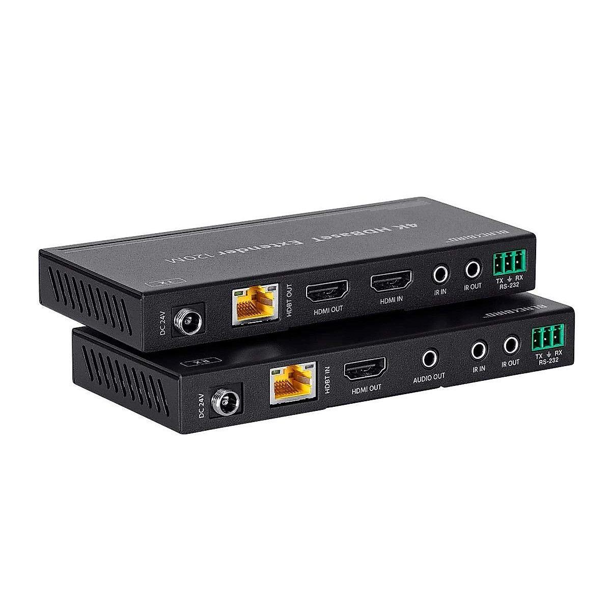 Monoprice 4K Pro HDBaseT Extender Kit - 120 Meters (394 Feet) HDR, 18Gbps, 4K@60Hz, YCbCr 4:4:4, HDCP 2.2, PoC, RS-232, HDMI Loop Out and Bidirectional IR - Blackbird Series