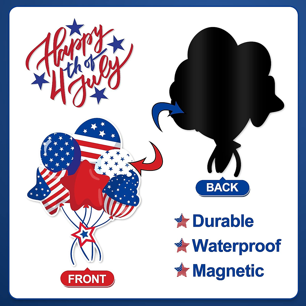 Whaline 13Pieces Independence Day Refrigerator Magnets Patriotic July 4th Gnomes USA Flag Decorative Fridge Magnetic Stickers for Fridge Metal Door Mailbox Locker Office Cabinets Decor