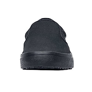 Shoes for Crews Merlin, Slip-On, Men's, Women's, Unisex, Slip Resistant Work Shoes, Black Canvas, Men's Size 6.5, Women's Size 8