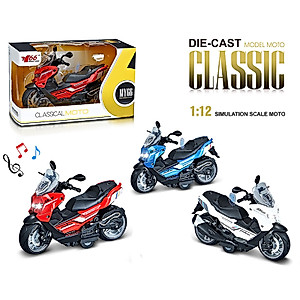 Gilumza Pull Back Motorcycle Toys, Moto Gift with Music Lighting, Pedal Motorcycles Toy for Boys Kids Age 3-12 Year Old (White)