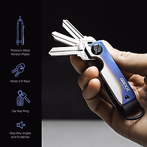 The Ridge Key Organizer - Compact Metallic Key Holder | Minimalist Innovative Keyholder | Smart Keychain Secures 2-6 Keys (Burnt Titanium)