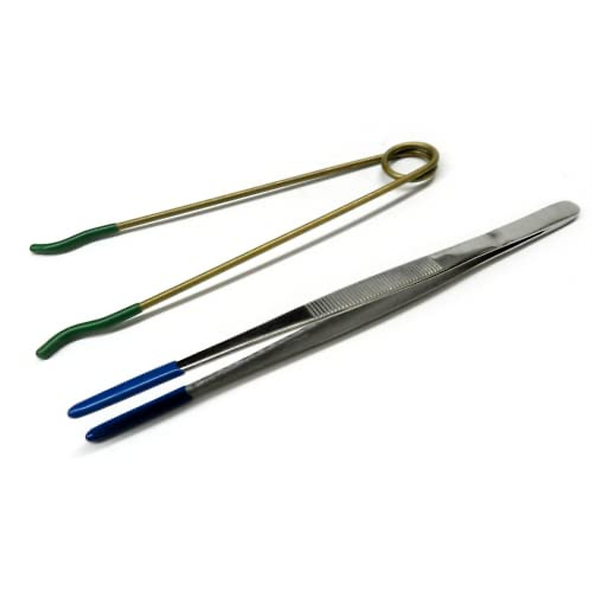 Set of 2 Steam Tweezers Ultrasonic Set Rubber Tips 8" Long and Inside Ring Holder for Steam and Ultrasonic Cleaning Jewelry Tool Tips Coating for Securely Holding to Not Mar Scratch the Article By JTS