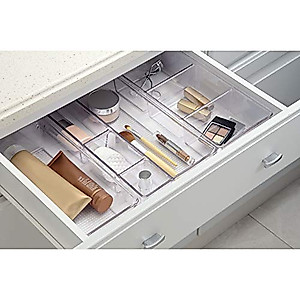 iDesign Clarity Plastic Divided Organizer, Cosmetic Storage Container for Vanity, Bathroom, Kitchen Cabinets, 13.5" x 6" x 3", 3 Section