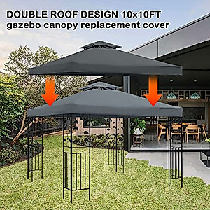 Gazebo Canopy Replacement 118"x118" Outdoor Canopy Shelter for Smaller 10x10ft Top Double Tiered Canopy Cover