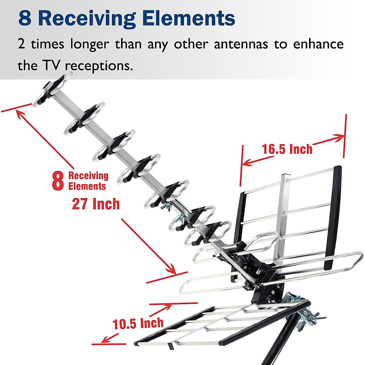 Five Star Outdoor HDTV Antenna up to 200 Mile Long Range, Attic or Roof Mount TV Antenna, Long Range Digital OTA Antenna for 4K 1080P VHF UHF Includes J Mount, 40 ft. RG6 Coaxial Cable