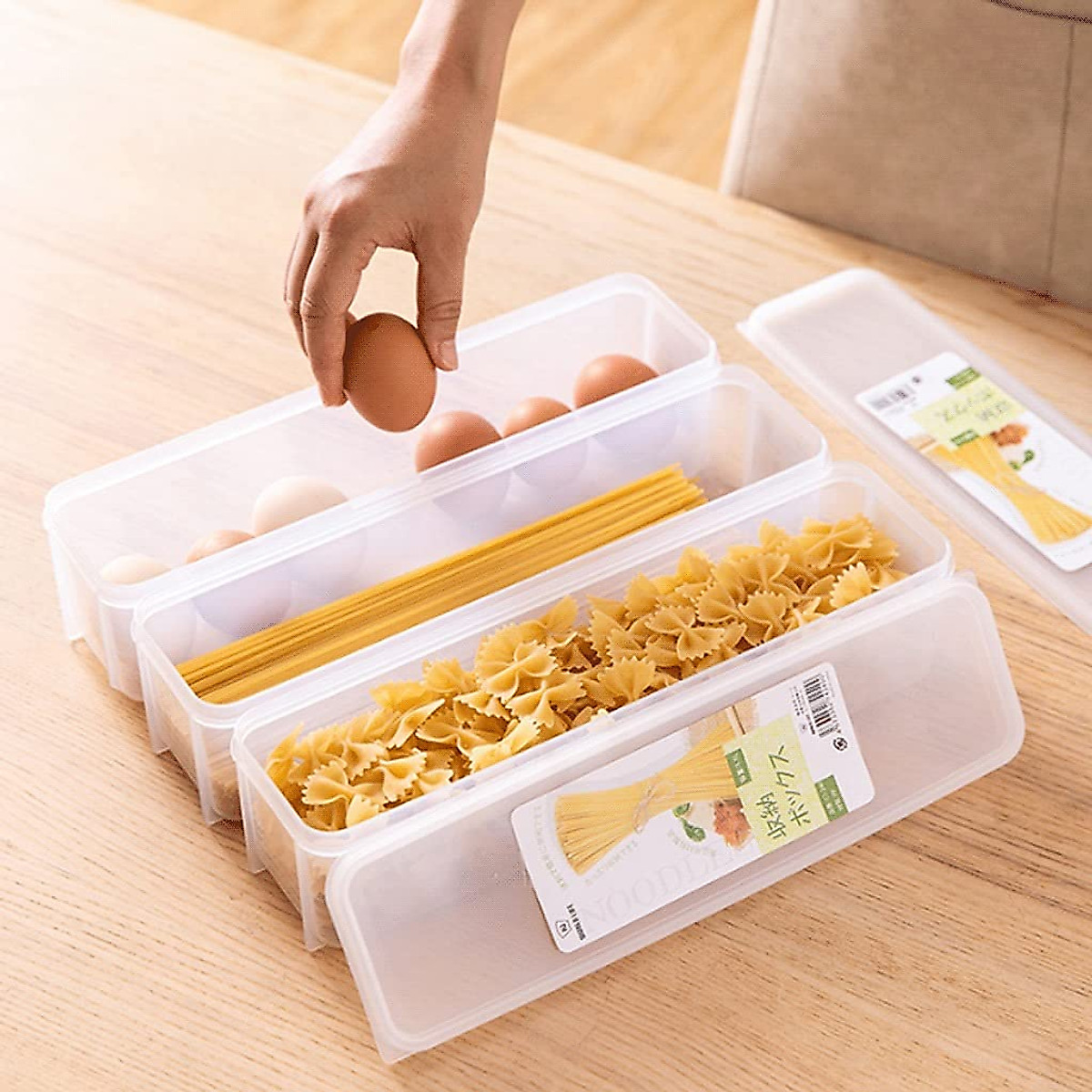 kitchen jars Pasta Container Noodle Food Storage Spaghetti Keeper Box With Lid Plastic1/ 3 Pcs Canister Sets For Kitchen Fresh-keeping Drain Box Useful Container Set ( Color : 1PCS Pasta storage box )