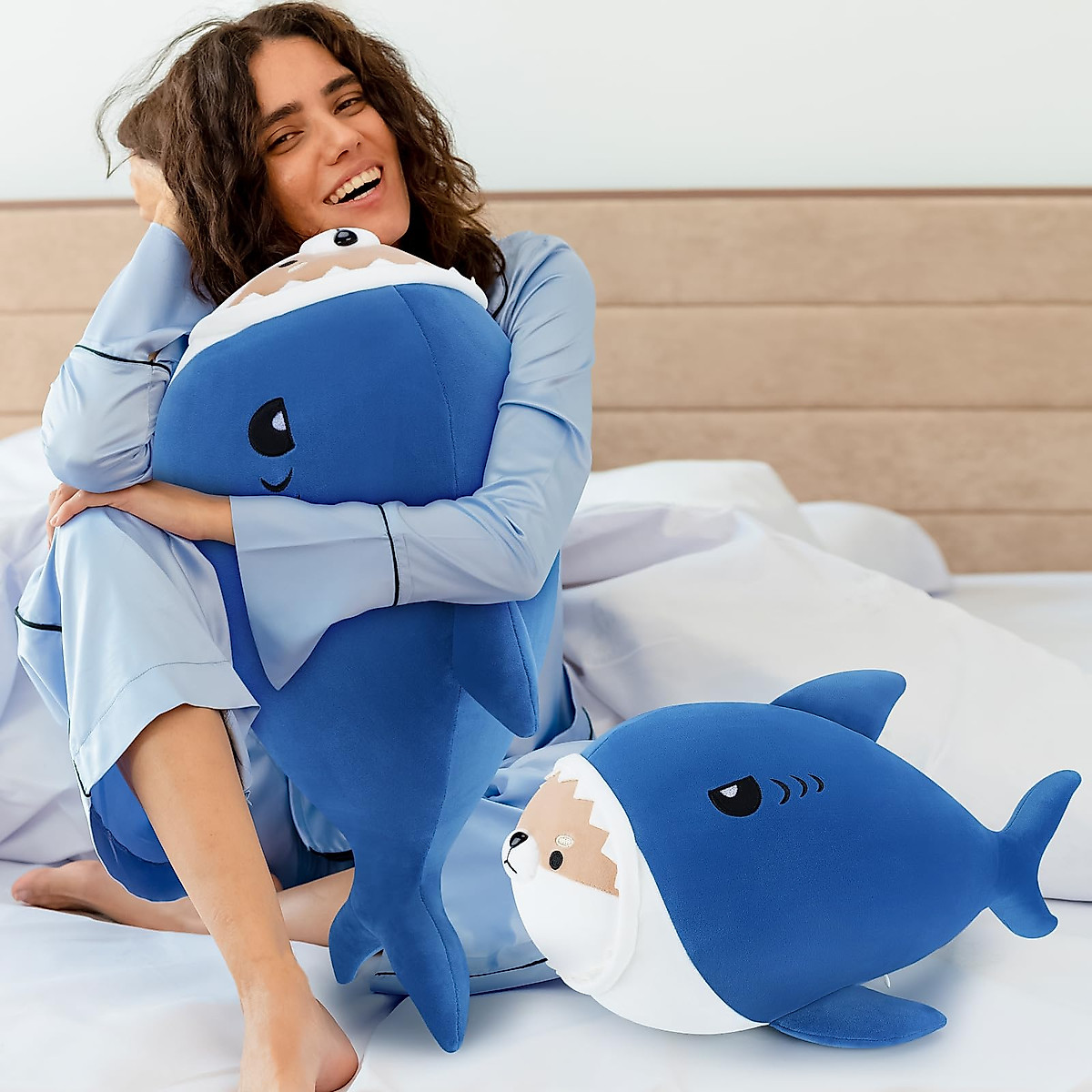 Shark Plush Stuffed Animal-16''Corgi Shark Plush Toy, Shiba Inu Shark Plush Pillow, Cute Soft Plush Shark Plushie Stuffed Toys, Shark Plush Pillows Toy Decoration Doll Gift for Kids Girls Boys