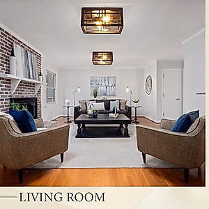 Betklamp Square Ceiling Light Fixtures Flush Mount Lighting Fixtures, 2-Light Porch Ceiling Lights Outdoor Ceiling Light Fixture for Porch Hallway Kitchen Entryway