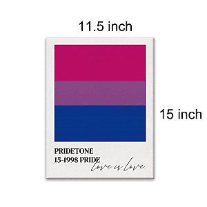 Bisexual Pride Canvas Wall Art Poster Print Gift, Colorful Pride Love is Love Painting Picture Ready to Hang Home Bedroom Decor (11.5" x 15")