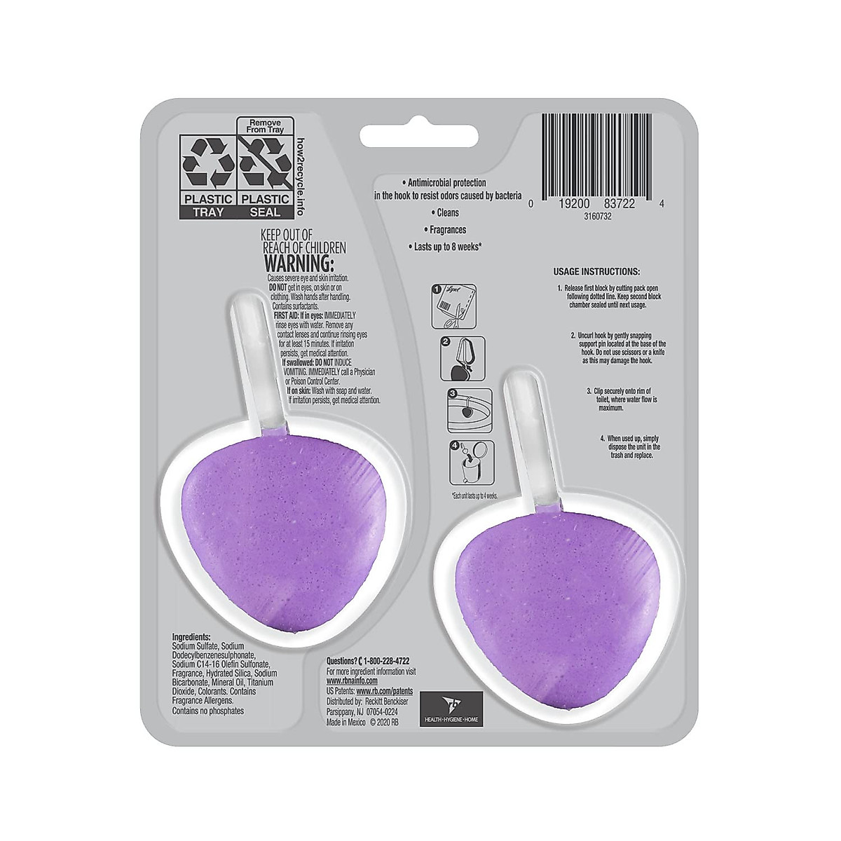 Lysol Automatic In-The-Bowl Toilet Cleaner, Cleans and Freshens Toilet Bowl, Lavender Fields Scent, 2ct