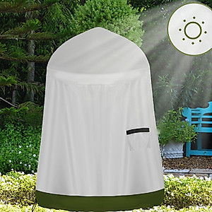 Tatuo 36"x42" Garden Fountain Covers for Winter 600d Oxford Waterproof Outdoor Fountain Covers Waterproof Outdoor Statue Covers for Indoor Furniture Outdoor Garden Fountain Statue (White, Army Green)