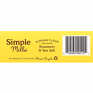 Simple Mills Almond Flour Crackers, Rosemary & Sea Salt - Gluten Free, Vegan, Healthy Snacks, 4.25 Ounce (Pack of 1)