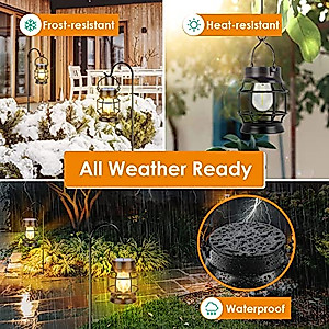 UBright Solar Lantern 2 Pack Solar Outdoor Lights Metal Hanging Solar Lights Lanterns , Solar Lights Outdoor Waterproof Retro Design with Edison Bulb Decorative for Patio Porch Fence Garden Lawn