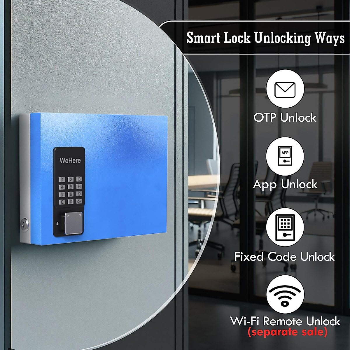 DiDiHere 16 Key Lock Box, Key Cabinet Wall Mount, Smart Key Safe Lockbox Holder for Valets, Hotels, Car, House Keys, 4-Ways Unlocking, Key Organizer Security Storage