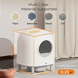 HHOLOVE Self Cleaning Automatic Cat Litter Box, Extra Large Smart Cat litter Box Robot for Multiple Cats Kitty with APP Remote Control, Anti-Pinch Radar Safety Protection,No More Scooping