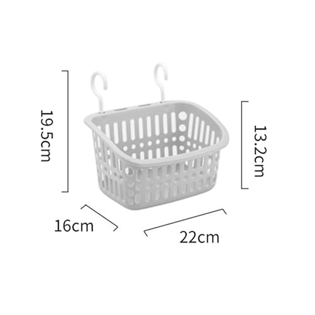 JISADER Bathroom Basket, Tidy Organiser Multifunctional Container, with Hook, Hanging Storage Basket, Shower Basket for Dorm, 22cmx19.5cmx16cm