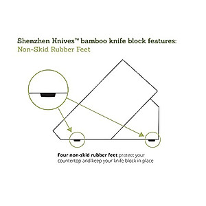 20 Slot Universal Knife Block: Shenzhen Knives Large Bamboo Wood Knife Block without Knives - Countertop Butcher Block Knife Holder and Organizer with Wide Slots for Easy Kitchen Knife Storage