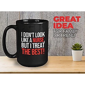 Bubble Hugs Nurse Coffee Mug 15oz Black - I don't look like - Labor Clinical Certified Nursing Assistant Surgical Emergency Oncology Practitioner