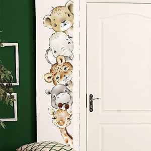 51.18x10.94 Inch Watercolor Jungle Animal Wall Decals Forest Animal Wall Sticker Elephant Lion Monkey Wall Decals for Baby Nursery Playroom Bedroom Classroom Kindergarten Wall Decor