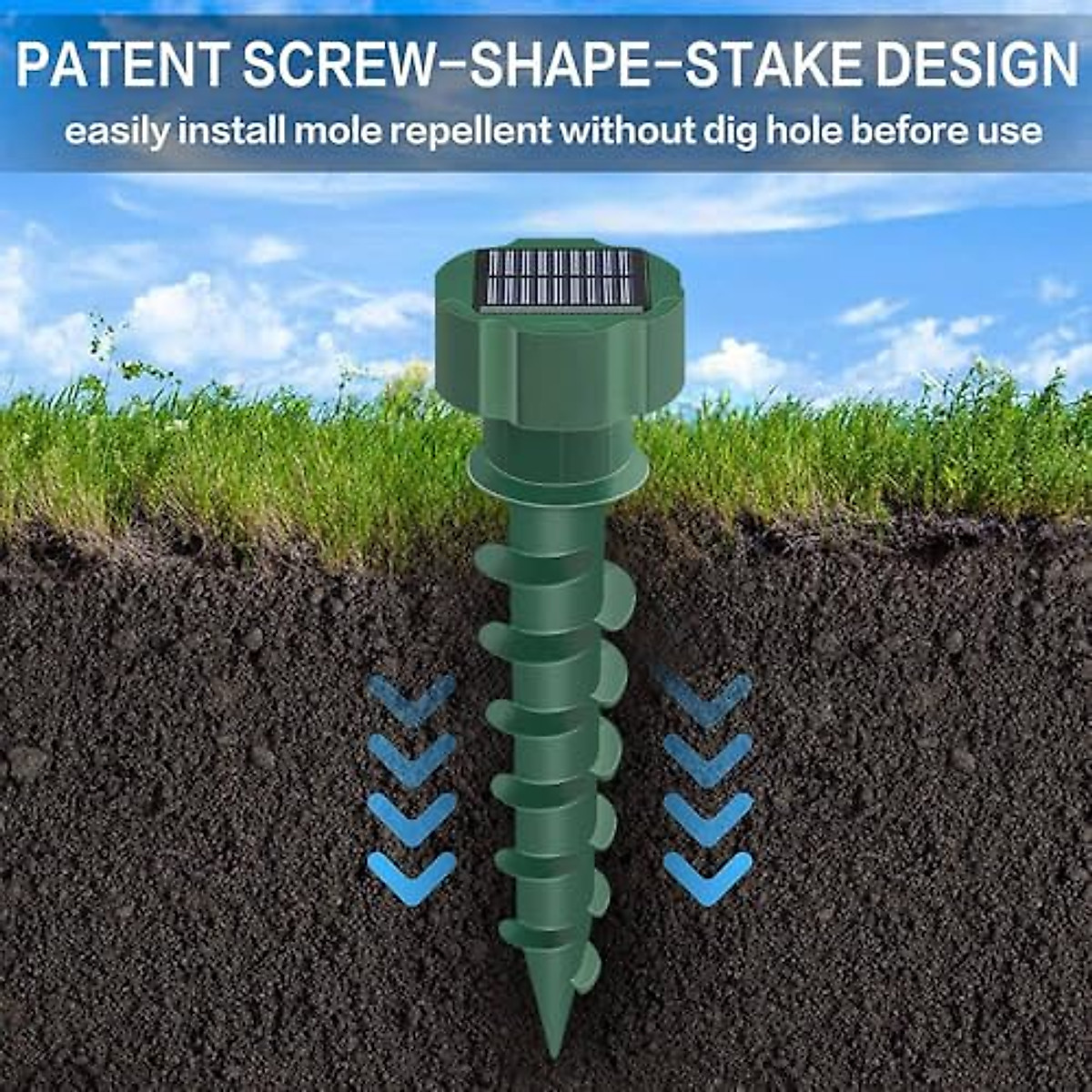 Ultrasonic Mole Repellent Outdoor 2024. Mole Repellent for Lawns, Garden, Yard. Mole and Vole Repellent Solar Powered, Waterproof, Gopher Repellent.