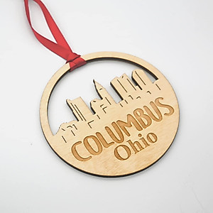 Columbus Christmas Ornament - Wooden City Skyline - Ohio OH