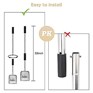 Abealv Cat Litter Scoop Metal Cat Litter Scooper Long Handle Cat Scoop Detachable Stainless Steel Non-Stick Cat Litter Sifter Pet Scoop with Deep Shovel Kitty Cat Scooper for Sifting Cats Litter